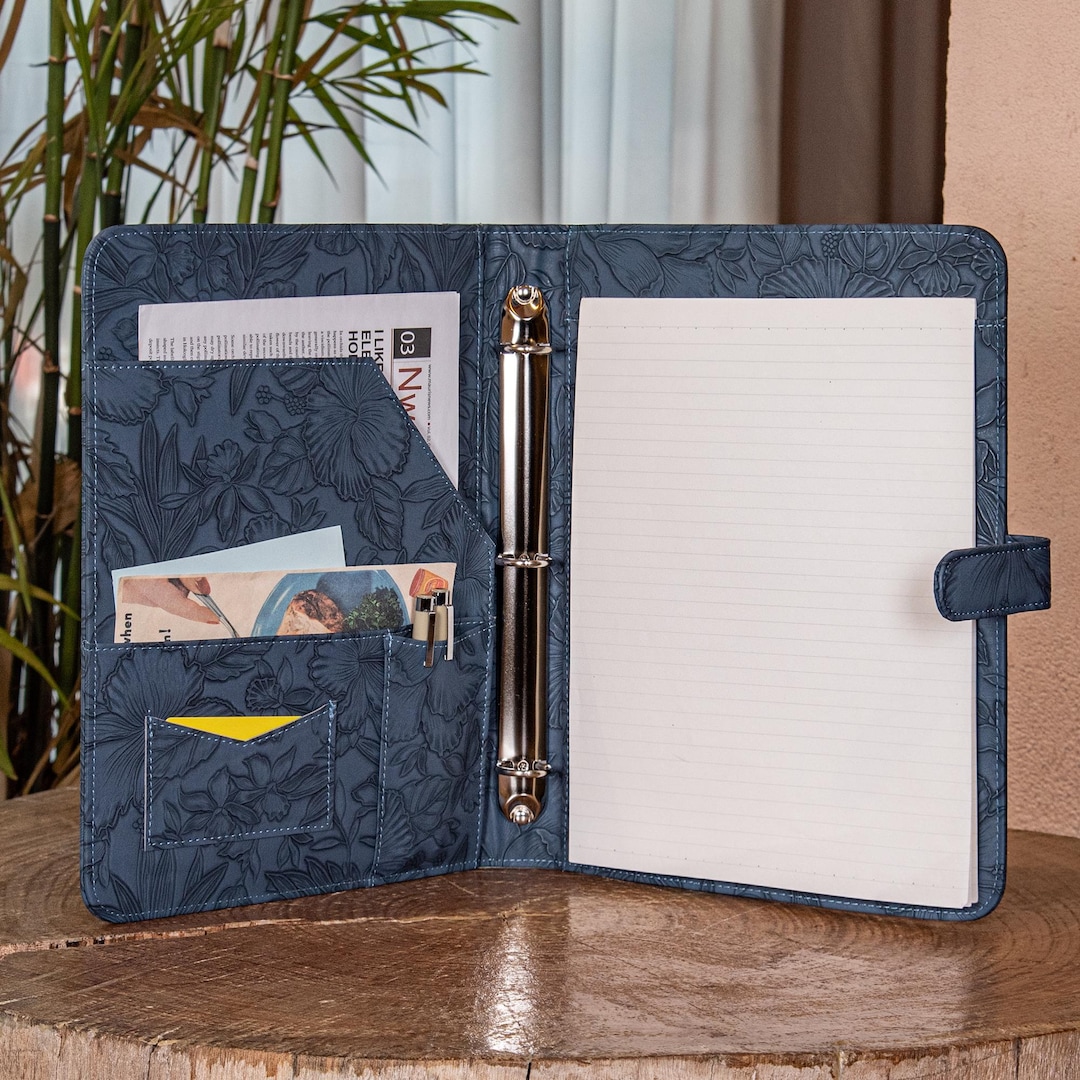 3-ring Binder Portfolio, Personalized Embossed Leather Padfolio,custom ...