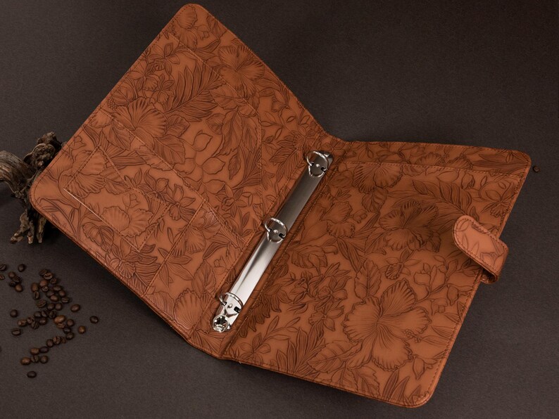 Personalized Embossed Leather Padfolio,3-ring Binder Portfolio Cover ...