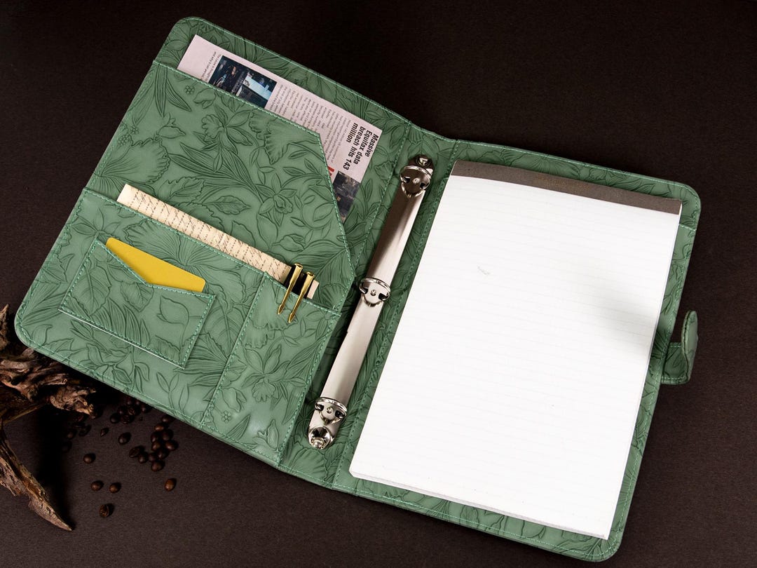 3-ring Binder Portfolio, Personalized Embossed Leather Padfolio, Women ...