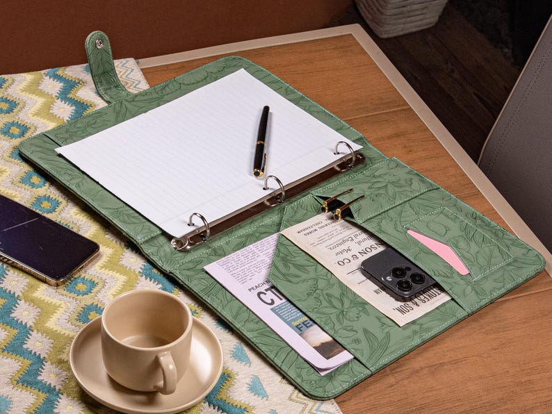 3-ring Binder Portfolio, Personalized Embossed Leather Padfolio, Gift ...