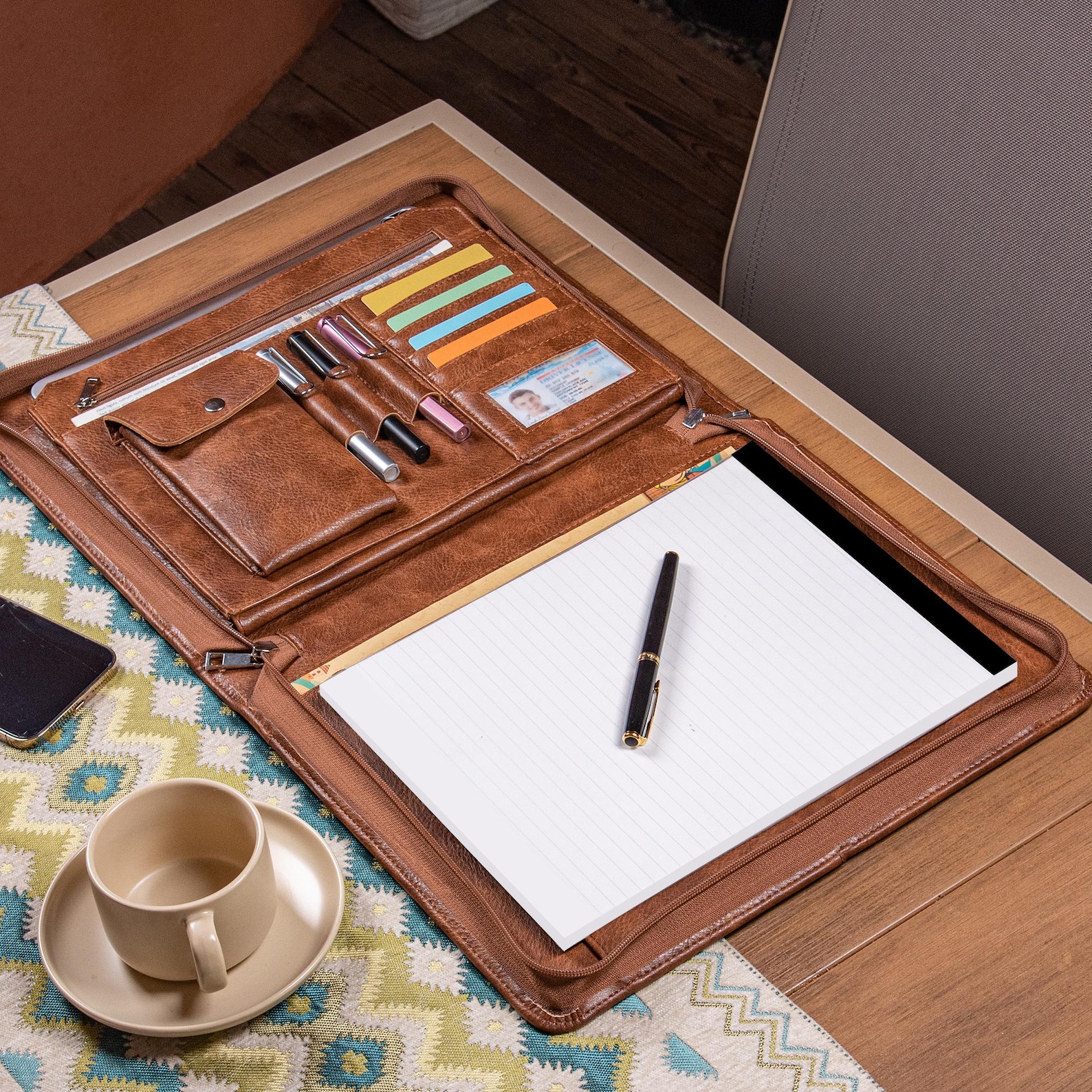Personalized Brown Vintage Leather Portfolio, Custom Refillable ...