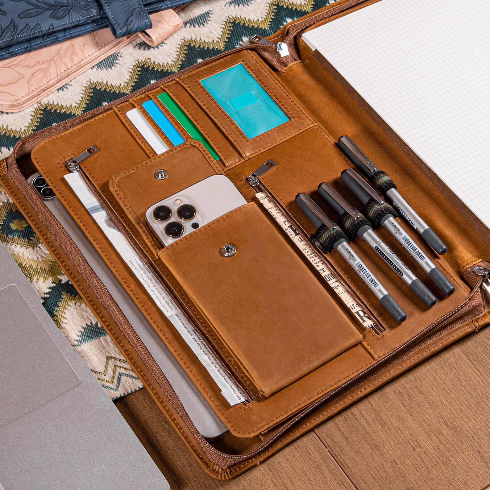 Leather Portfolio, Personalized Leather Portfolio With Pen Holder, iPad ...