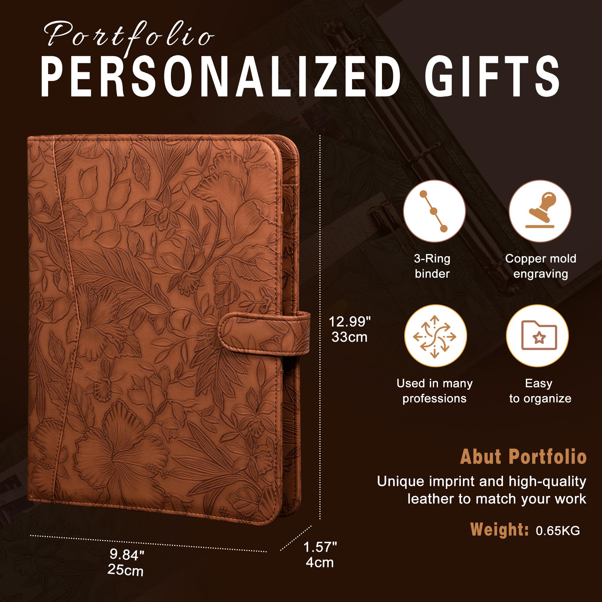 3-ring Binder Leather Padfolio, Personalized PU Leather Padfolio,women ...