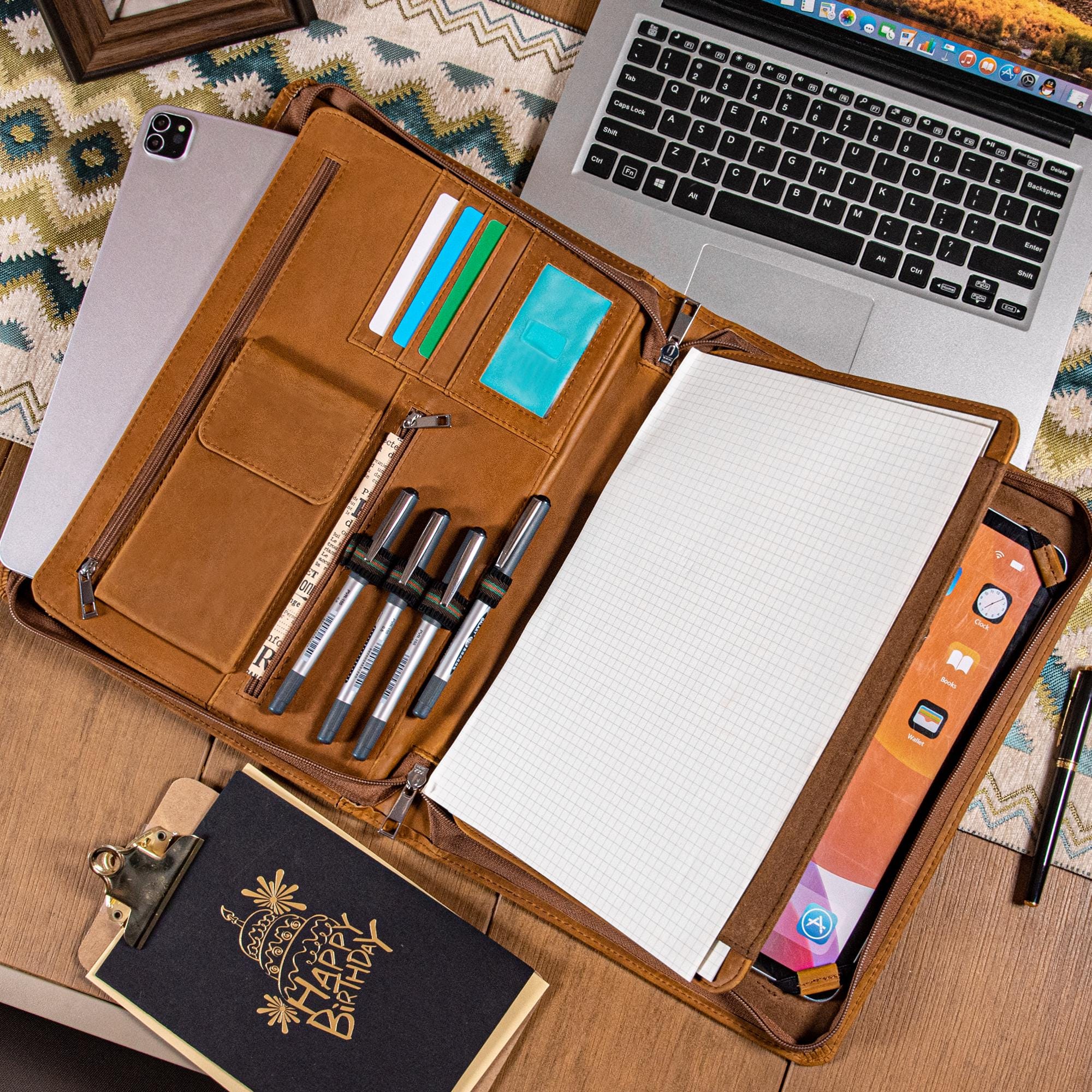 Leather Portfolio, Personalized Leather Portfolio With Pen Holder, iPad ...