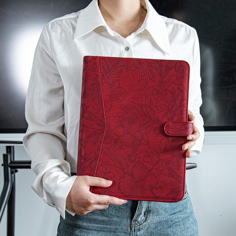 3-ring Binder Leather Padfolio, Personalized PU Leather Padfolio,women ...