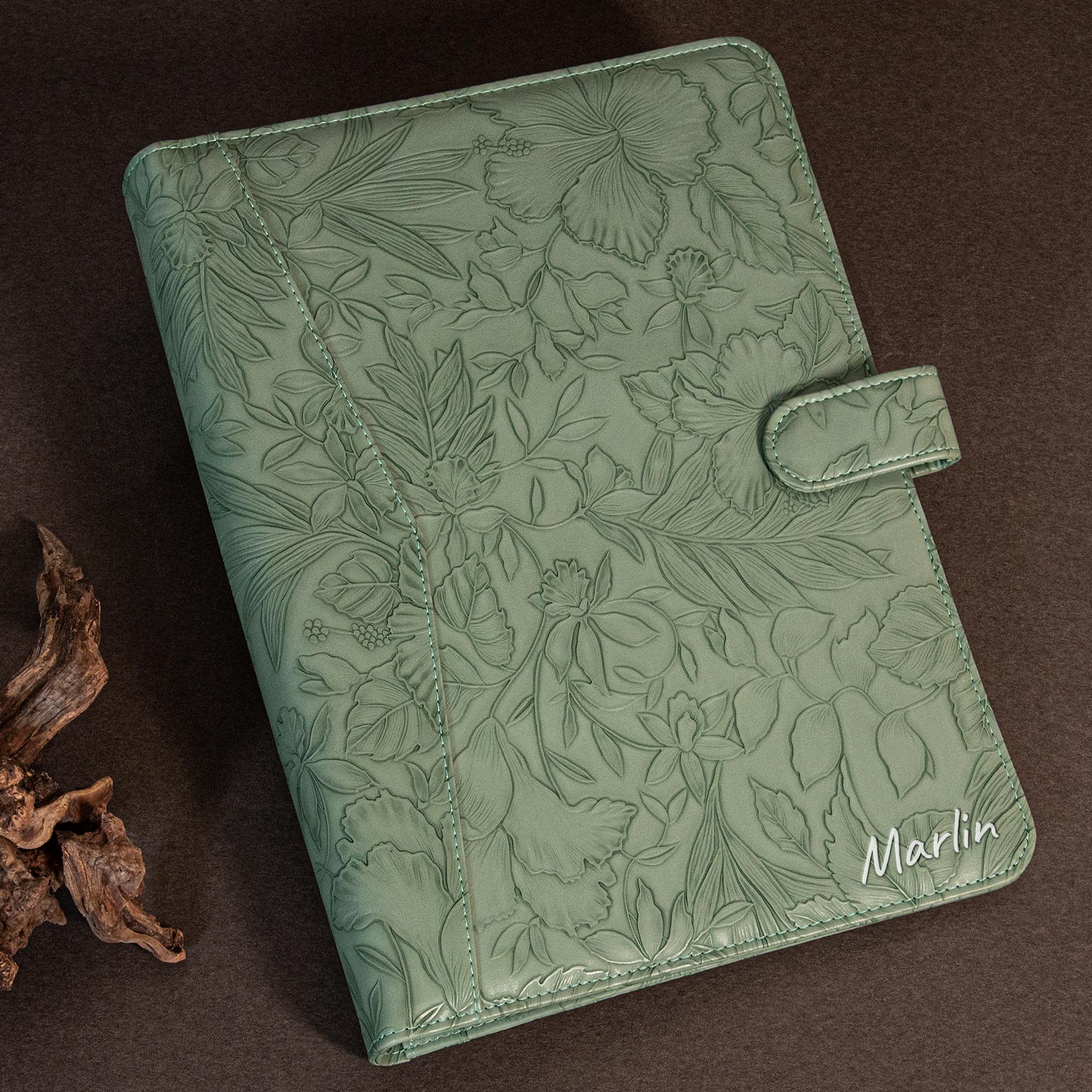 3-ring Binder Portfolio, Personalized Embossed Leather Padfolio, Gift ...