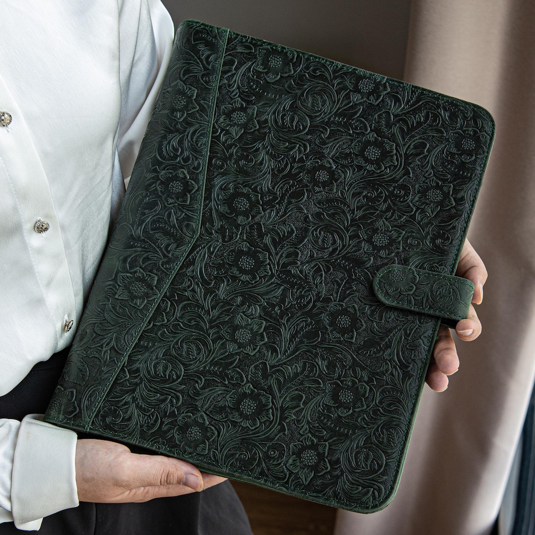 Embossed Real Leather Padfolio for 13"macbook,personalized Genuine ...