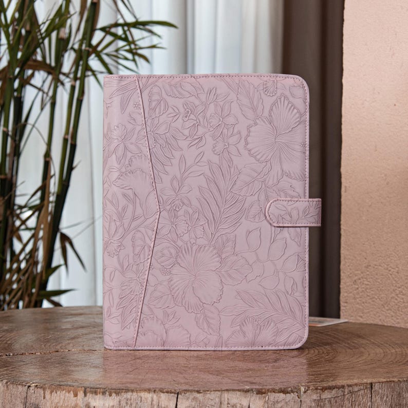 3-ring Binder Portfolio, Personalized Embossed Leather Padfolio, Women ...