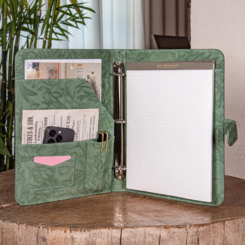 3-ring Binder Leather Padfolio, Personalized PU Leather Padfolio,women ...