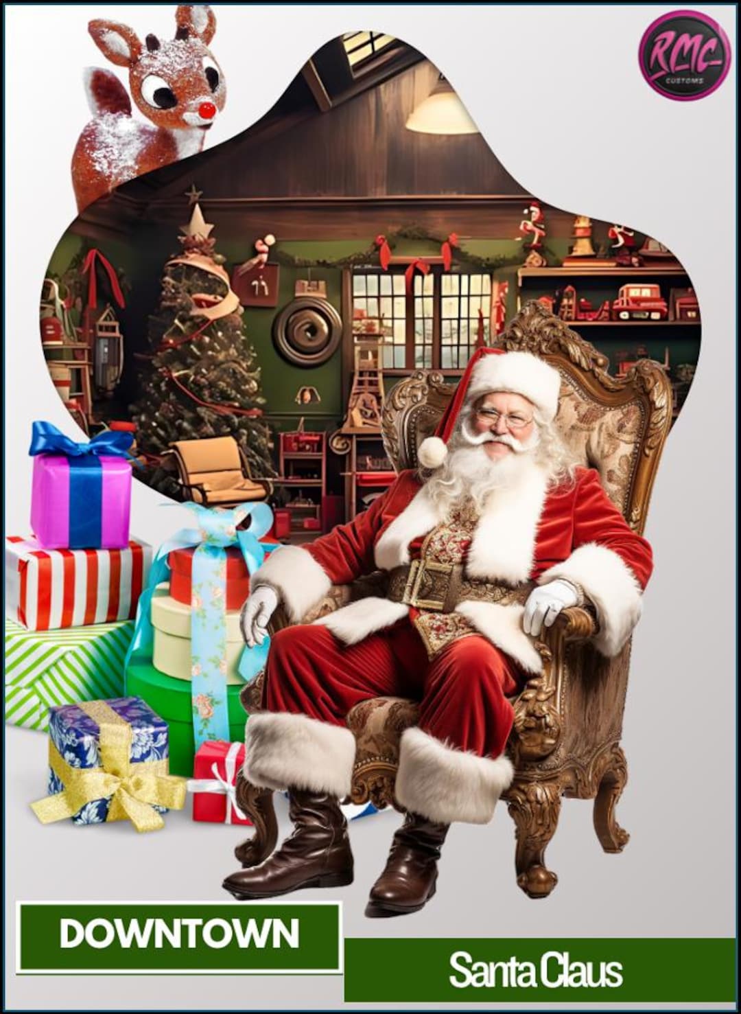 Santa Claus Custom Downtown Card - Etsy