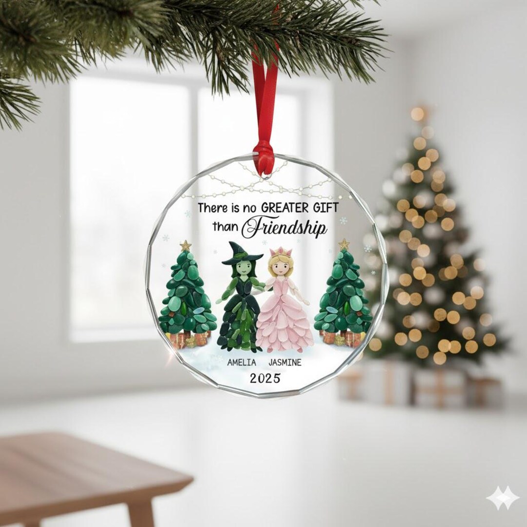 Personalized Wicked Christmas Glass Ornament, Elphaba Glinda Ornament ...