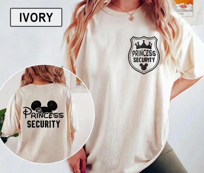 Comfort Colors Princess Security Shirt, Two-sided Disney Princess Tee ...