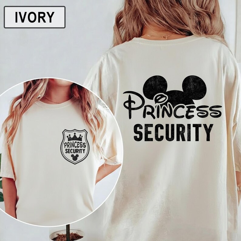 Comfort Colors Princess Security Shirt, Two-sided Disney Princess Tee ...