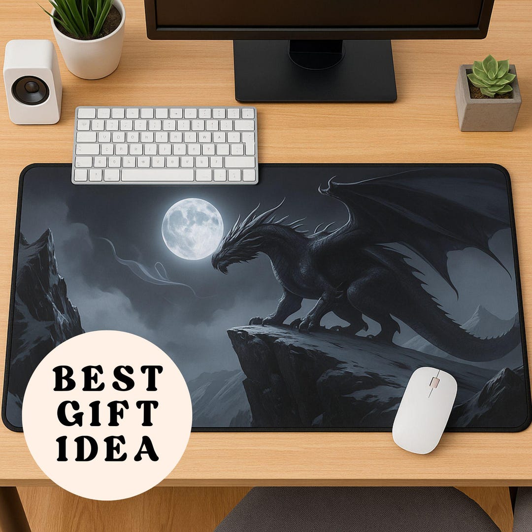 Epic Dark Dragon Desk Mat Gothic Fantasy Gaming Mouse Pad XL Mythical ...