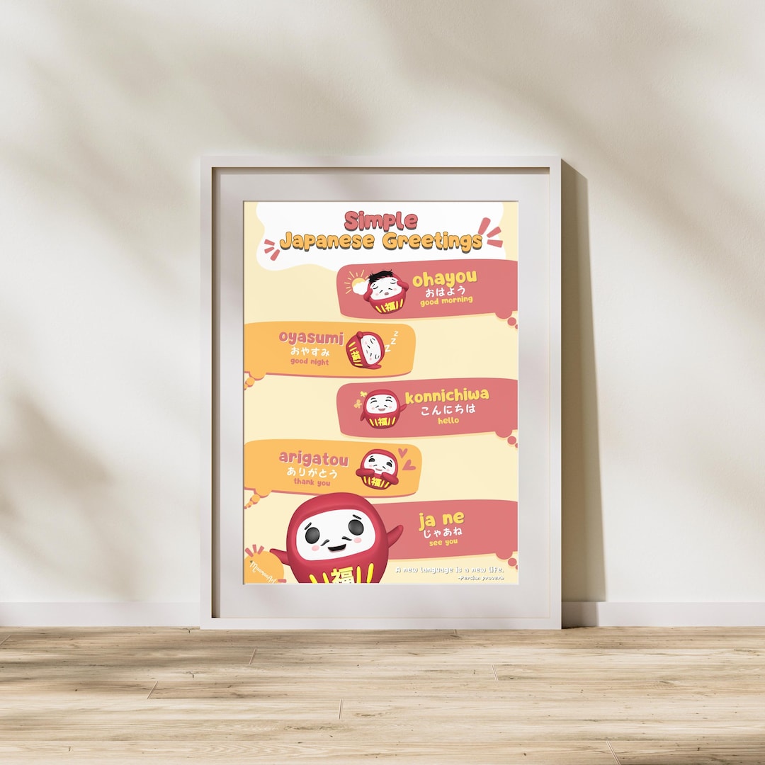 Simple Japanese Greetings Poster for Kids | Learn Basic Japanese ...