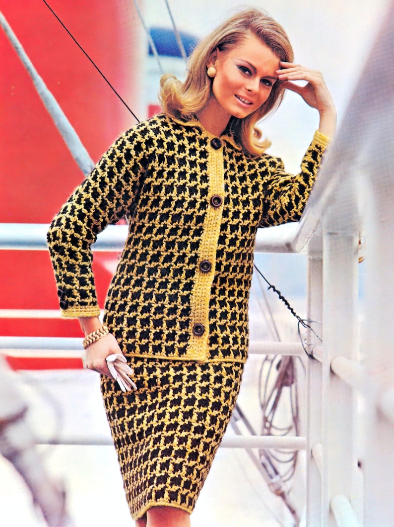 1960s Crocheted Woven-Texture Suit Pattern | Bust 36-46 (PDF Download ...