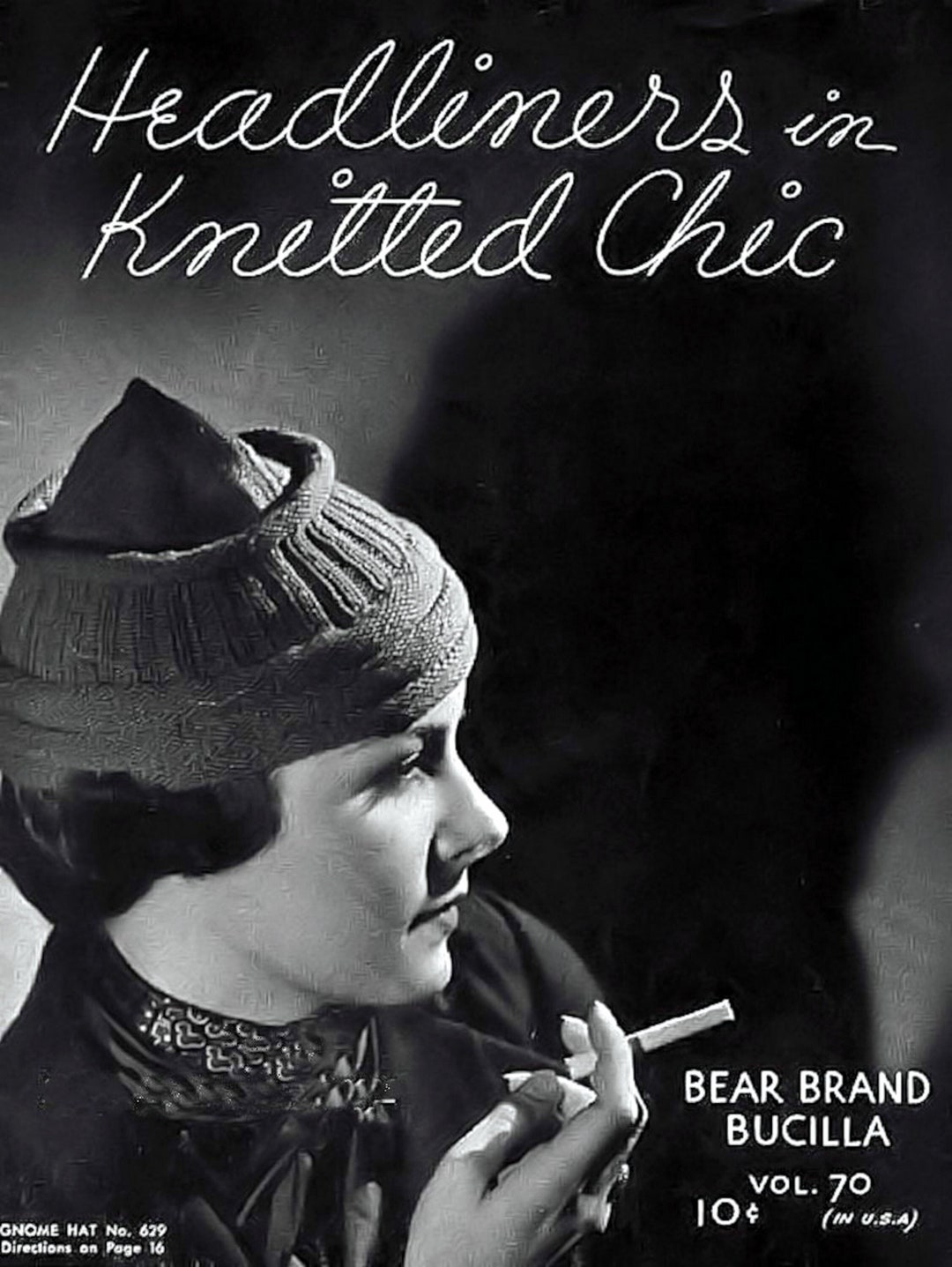 Vintage 1940s Crochet Hat Pattern: 'headliners in Knitted Chic ...