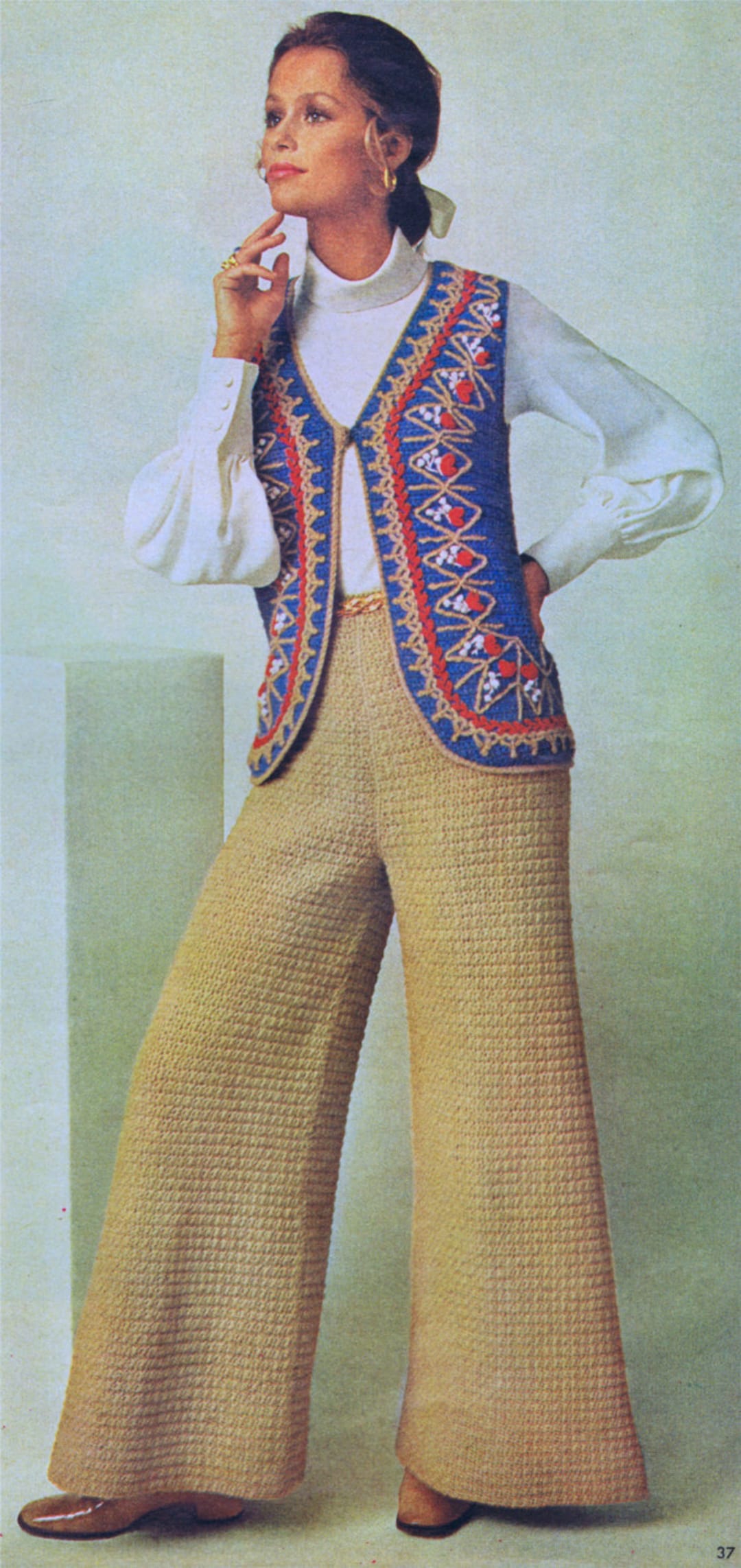 Crochet Boho Bell Bottom Pants & Embroidered Vest Set (PDF Pattern) - Etsy