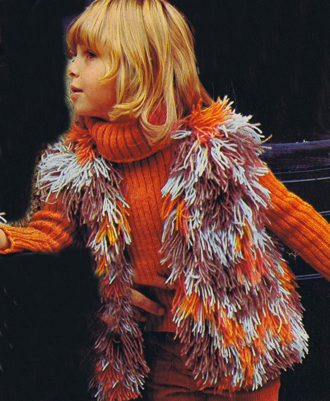 Girls Shaggy Crochet Vest Knitting Pattern: Vintage 1970s (PDF Download ...