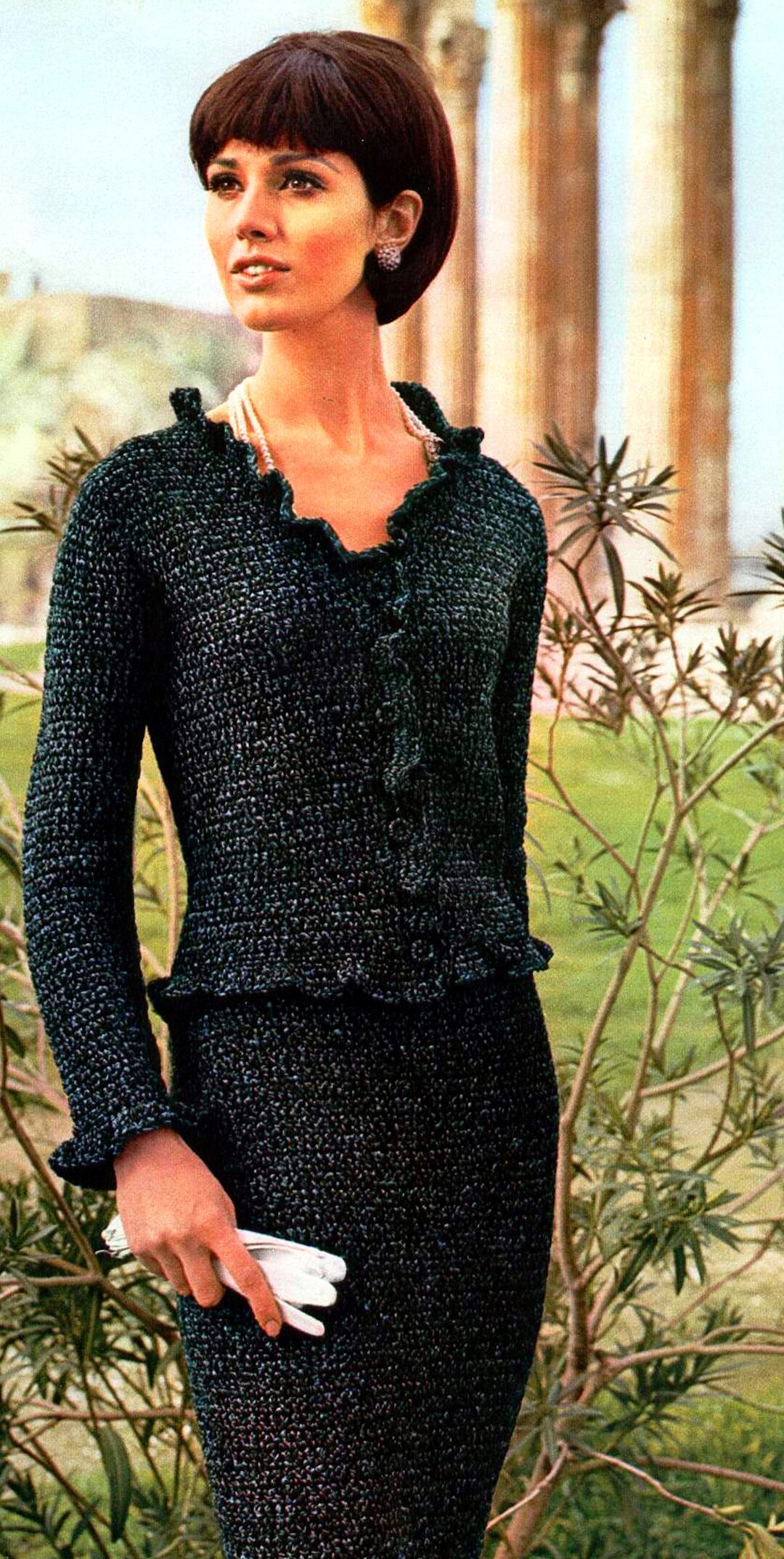 Vintage 1960s Crochet Suit Pattern: Two-piece Ribbon Couture (size 10 ...
