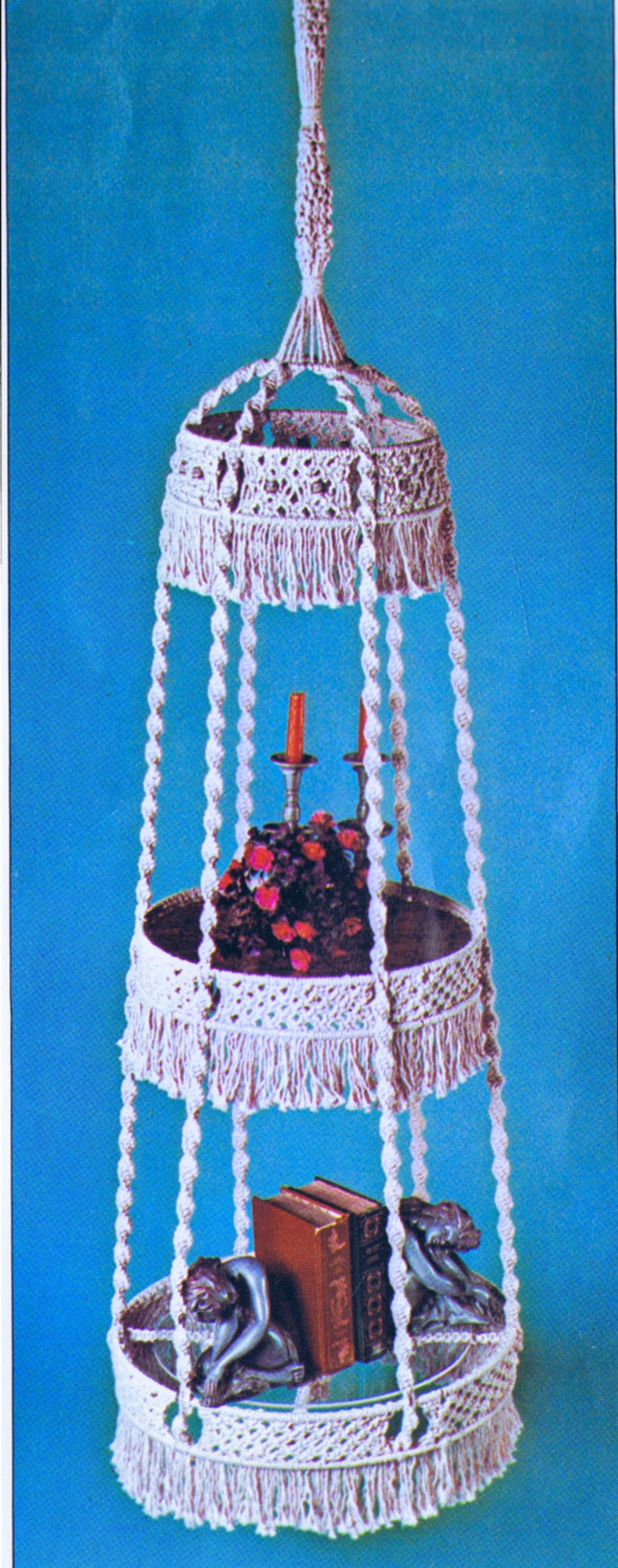 Macrame Pattern Hanging Table Vintage 70s What Not Table - Etsy
