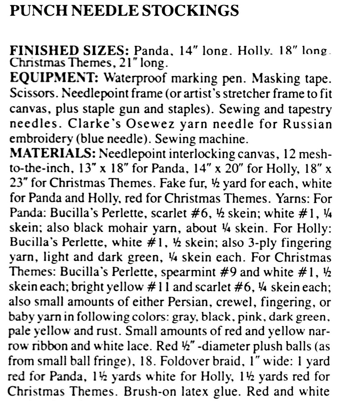 Four Vintage Christmas Stocking Patterns White Weave It 7 Season Needle ...