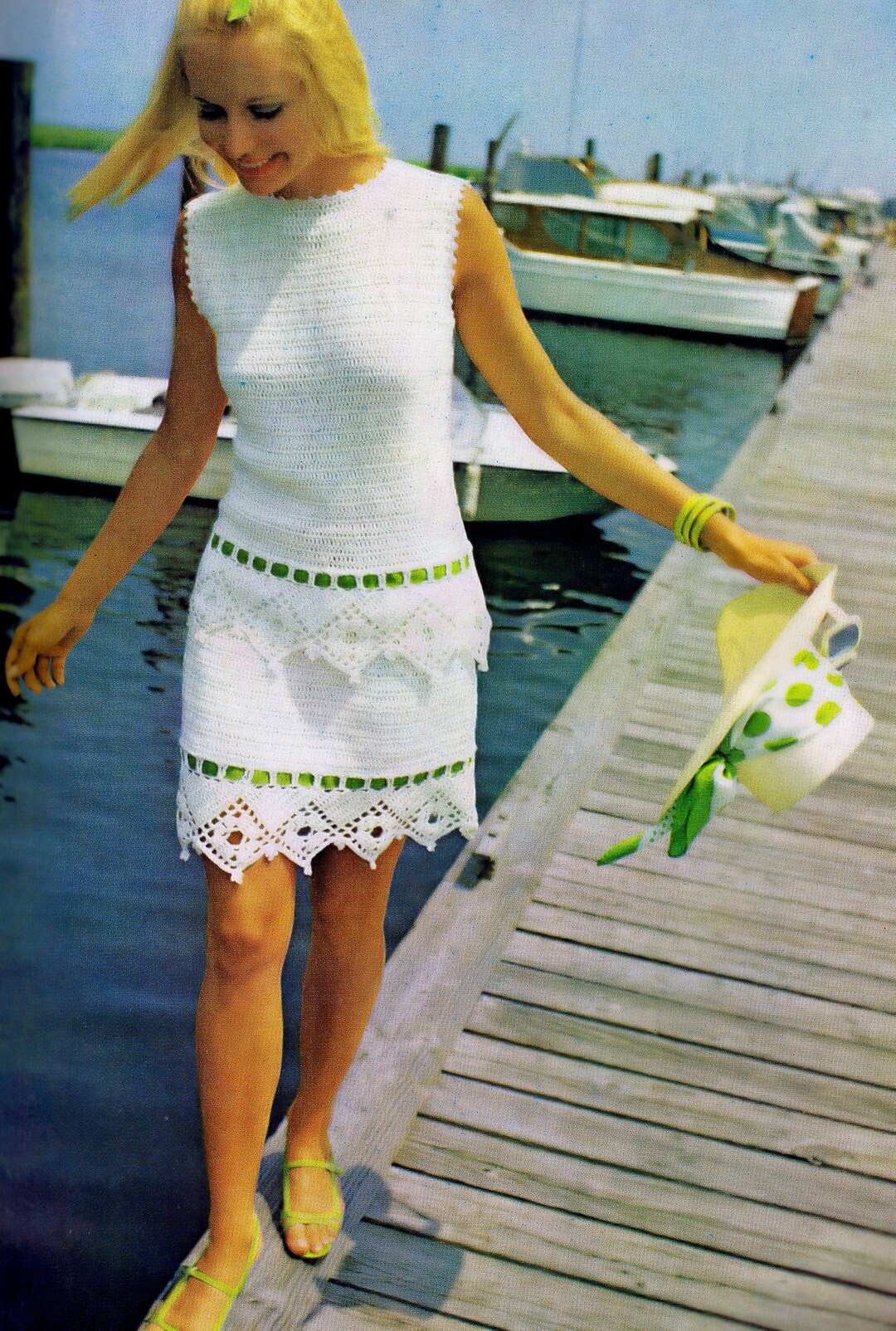Vintage Crochet Dress Patterns: Lattice Skimmer & Tiered Two-piece (PDF ...