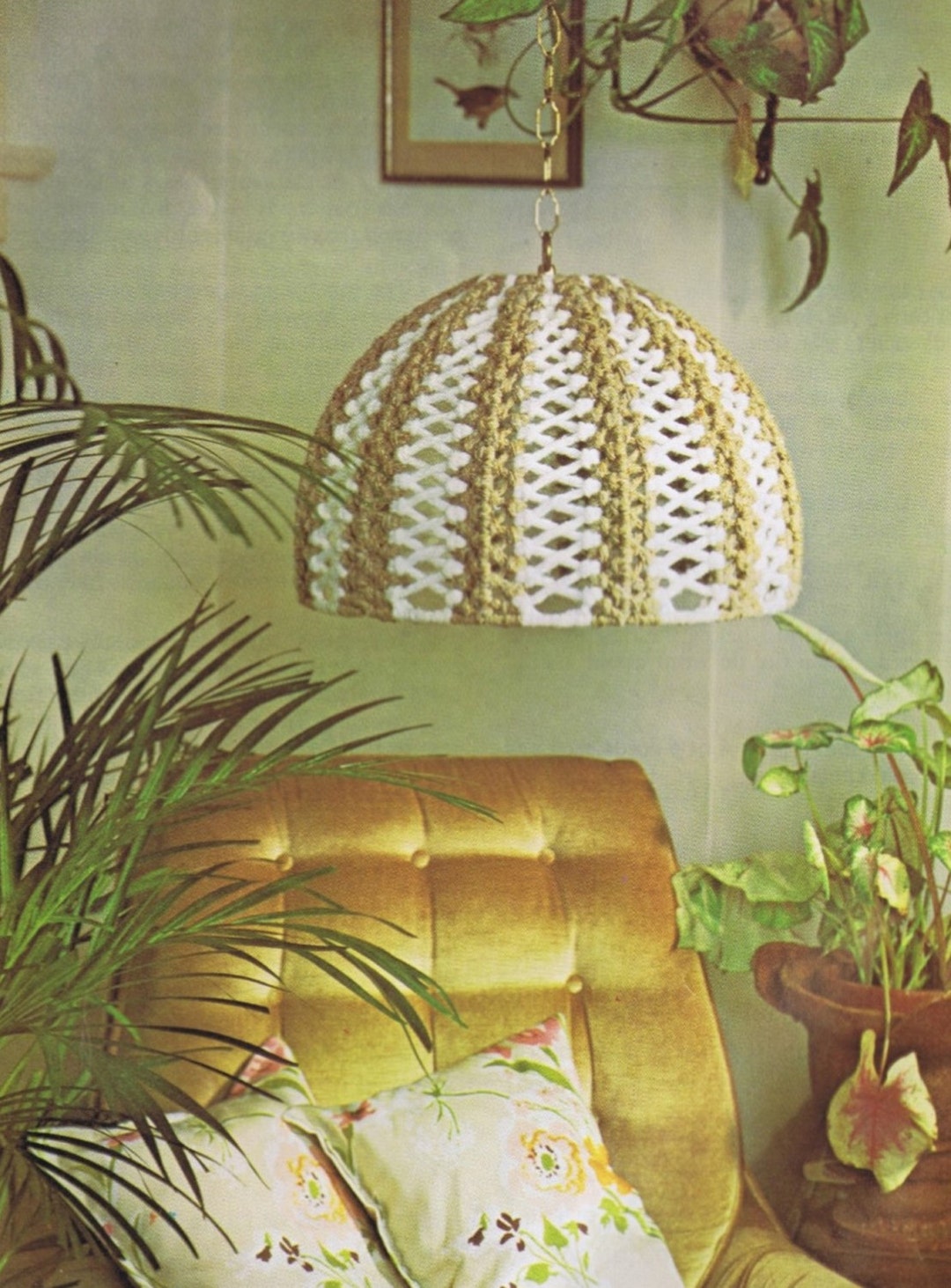 Vintage Macrame Patterns Hanging Lamps Mesh Lamp Shade Pattern Designs ...