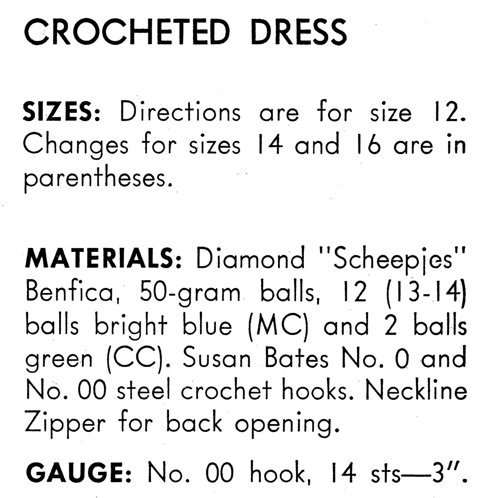 Vintage Thick Crochet Ribbing Dress Pattern Sizes 12-16 Bust 32 to 36 ...