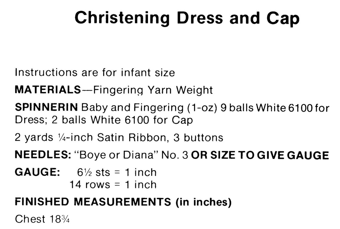 Vintage Knitting Patterns Christening Gown Cap Tunisian Stitch Crochet ...