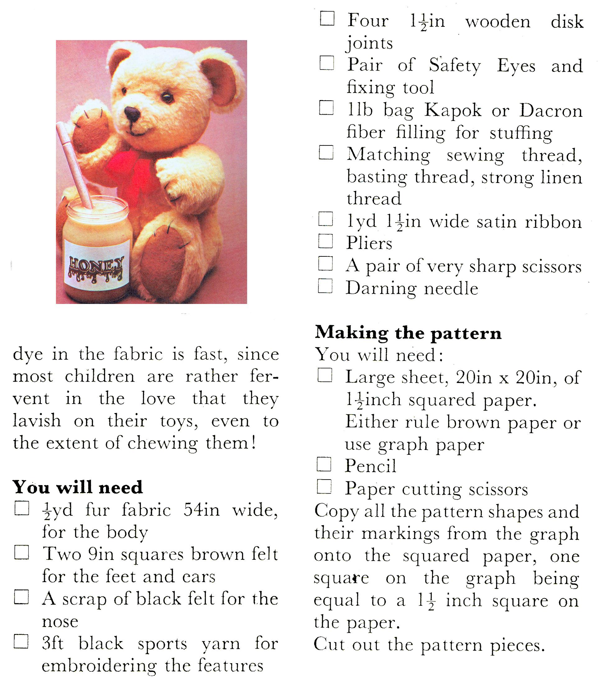 Classic Theodore Teddy Bear Sewing Pattern: Custom Size (PDF Pattern ...