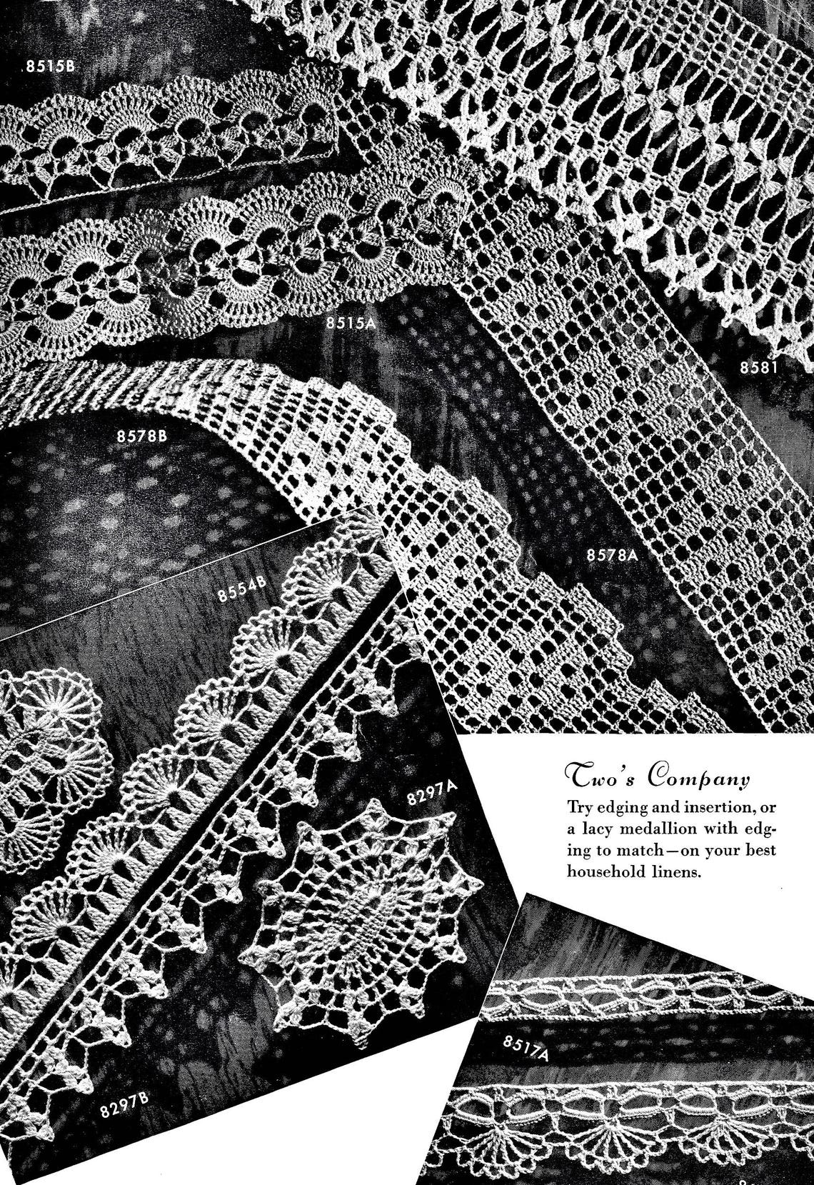 Hairpin Lace Crochet Filet Knitting Edgings Vintage PDF - Etsy