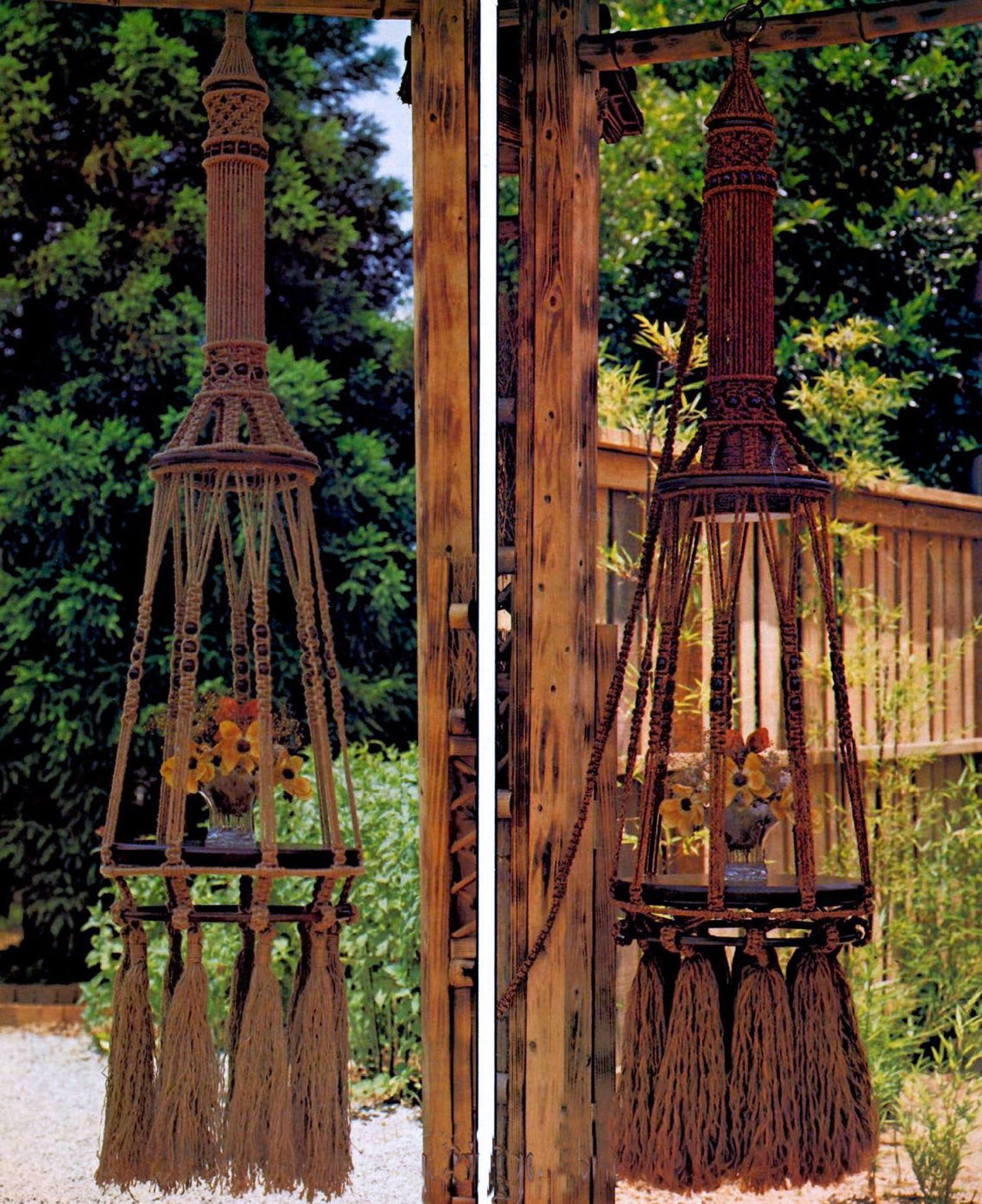 Two Macrame Hanging Table Patterns Vintage Home Decor Furnishing ...