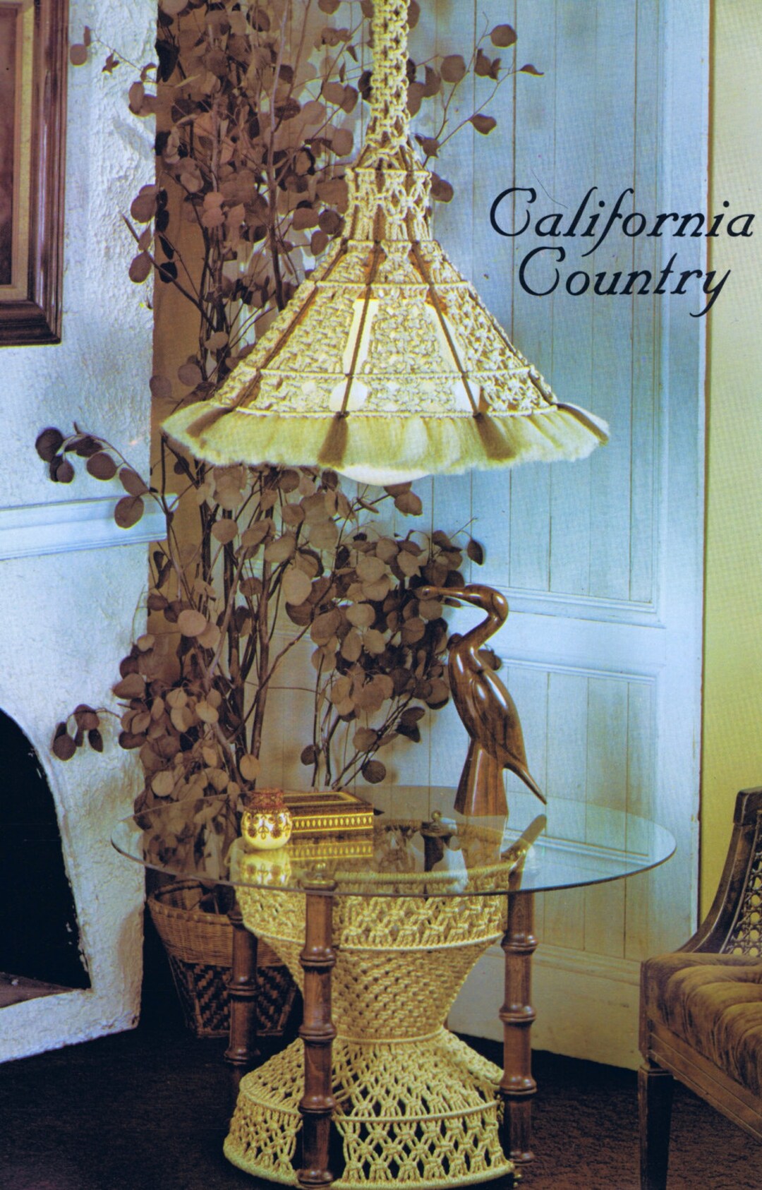 Macrame Pattern Standing Table Hanging Lamp Vintage 70s California ...