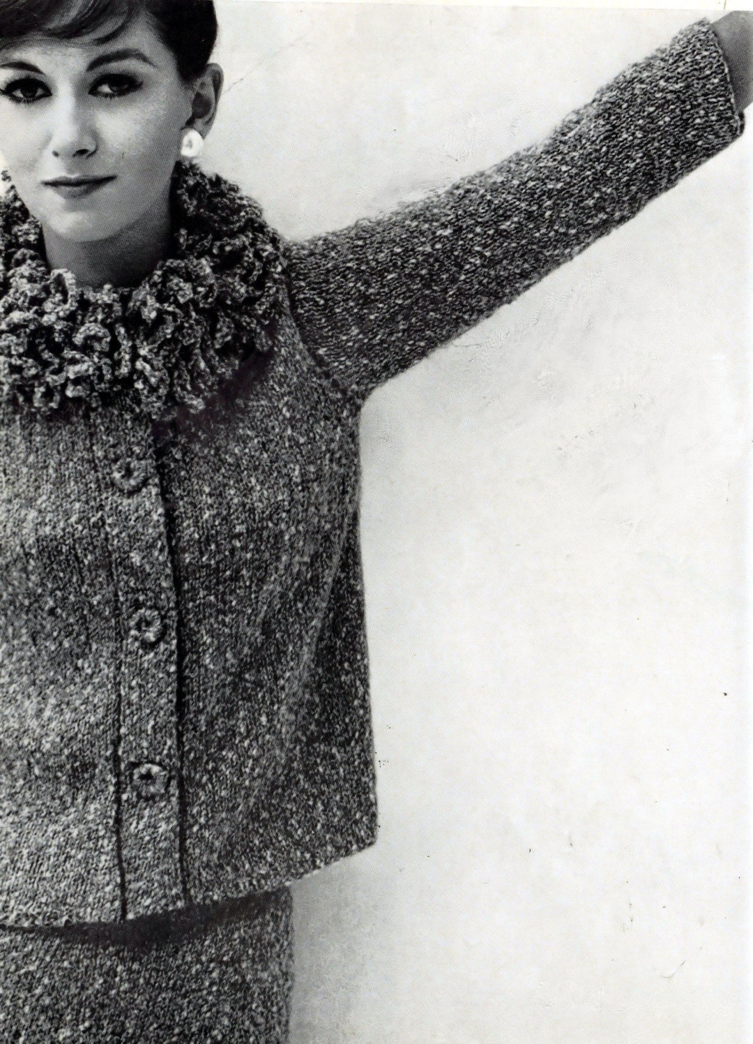 Vintage 1960s Knitted Suit Pattern: Loop Stitch Collar (PDF Download ...