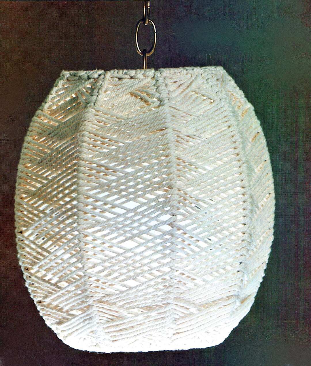 Vintage 70s Macrame Lamp Shade Pattern: Moon Bean Hanging Light (PDF ...