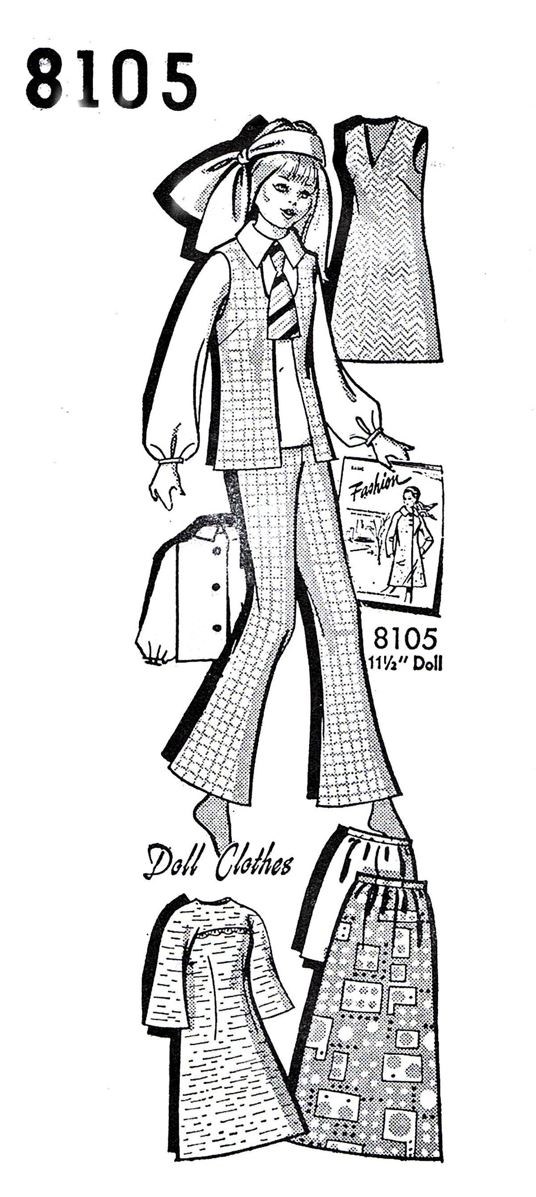 Retro Chic 1970s Fashion Doll Sewing Pattern | 11.5-inch Doll Wardrobe ...