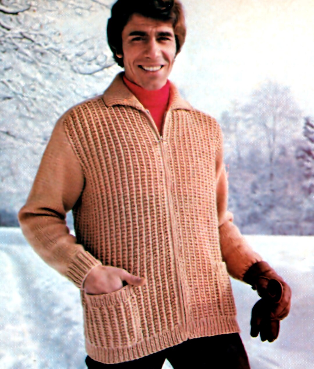 Vintage Men's Saddle Shoulder Jacket Sweater Knitting Pattern (PDF ...