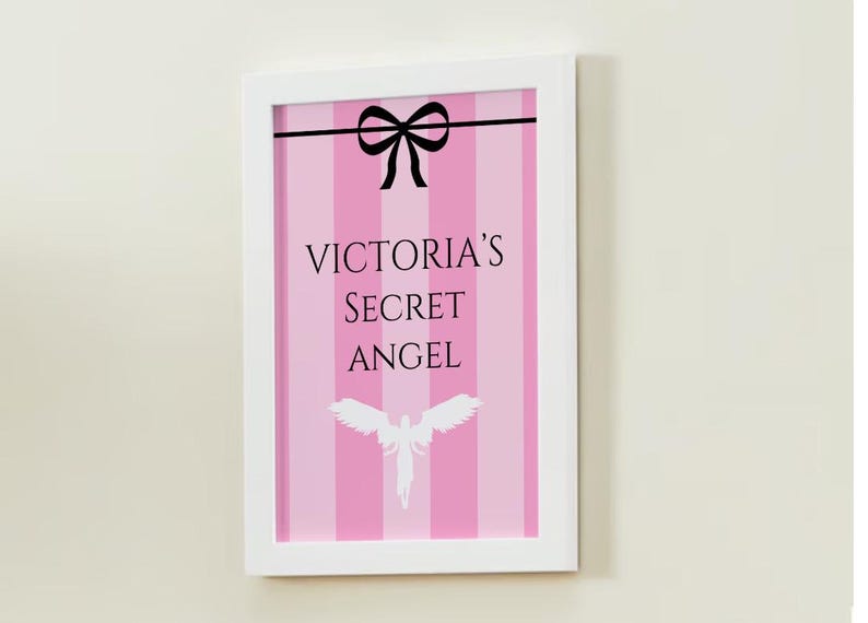 Printable VICTORIA SECRET ANGEL Digital Print Poster , Pink and White ...