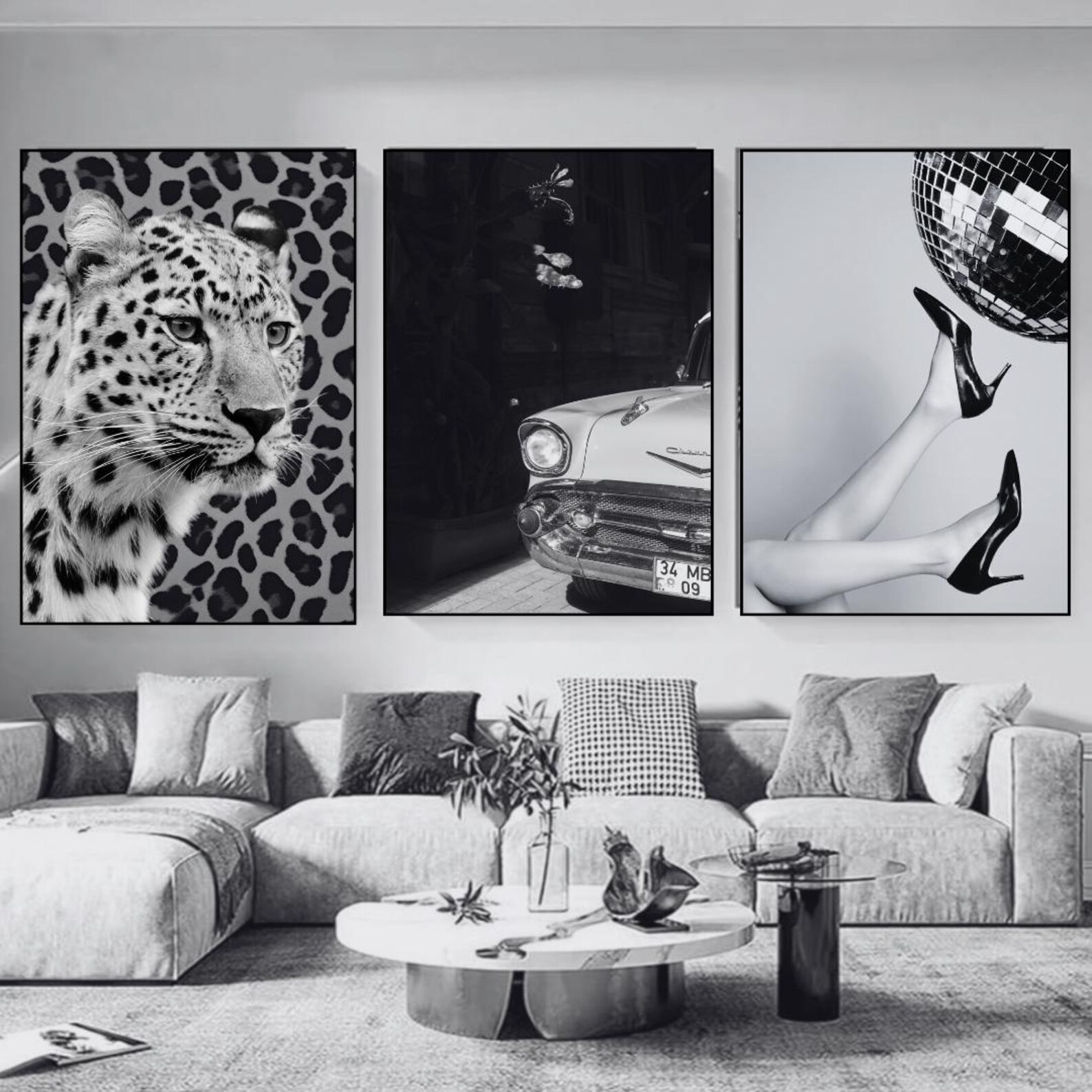 Bundle of 3 Luxury Designer Wall Art Canvas | Designer Living Room ...