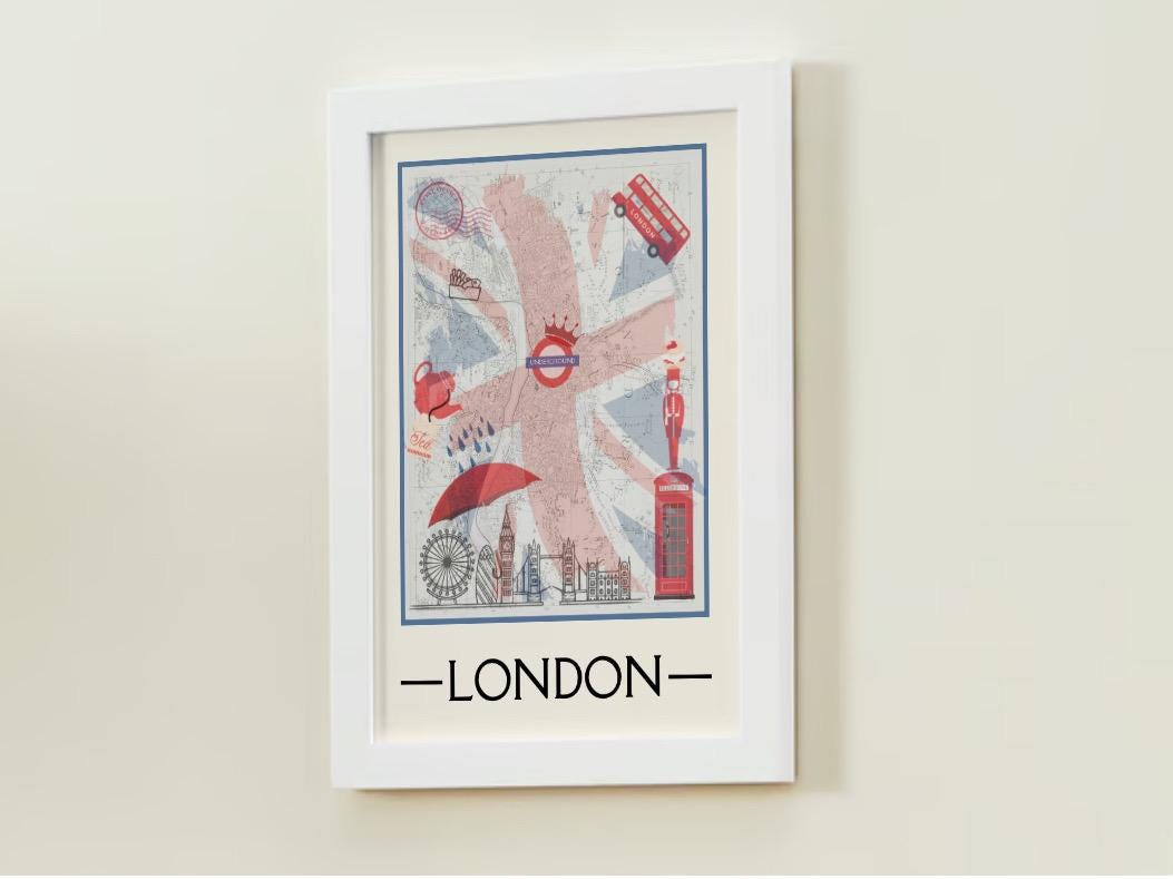 Printable London Map Poster | Modern London City Map Wall Art | Vintage ...