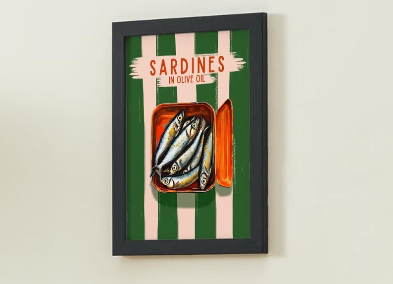 Retro Sardines Tin Wall Print | Fish Can Food Wall Art | Minimalist ...