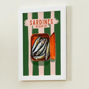 Retro Sardines Tin Wall Print | Fish Can Food Wall Art | Minimalist ...