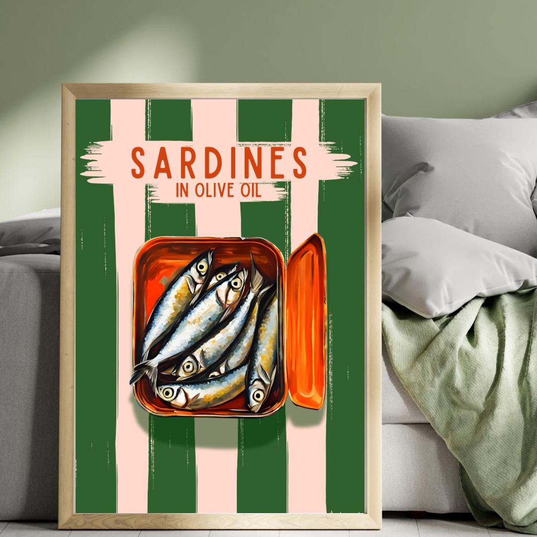 Retro Sardines Tin Wall Print | Fish Can Food Wall Art | Minimalist ...