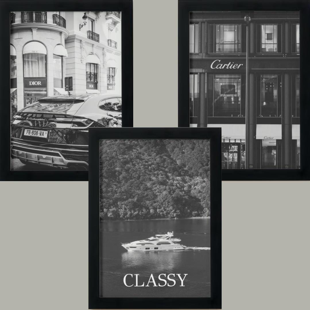 CLASSY Bundle of 3 Luxury Brand Storefront Posters Designer Wall Art ...