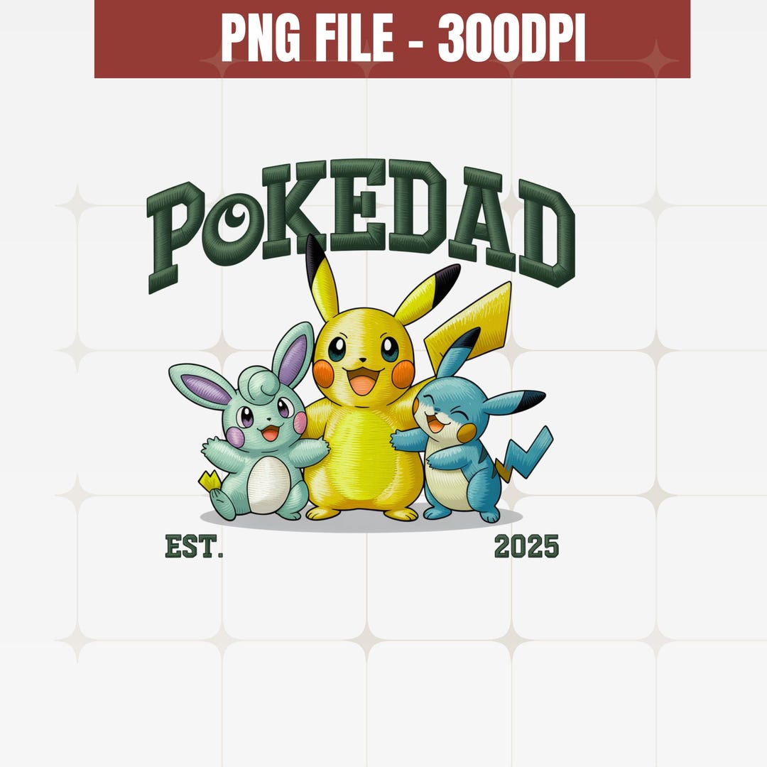 Pokedad Faux Embroidery Png, Men’s Pokedad Faux Embroidery Png, Gift ...