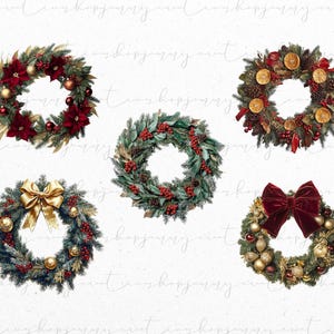 Christmas Wreath Clipart, Wreath Clipart, Christmas Clipart, Winter ...