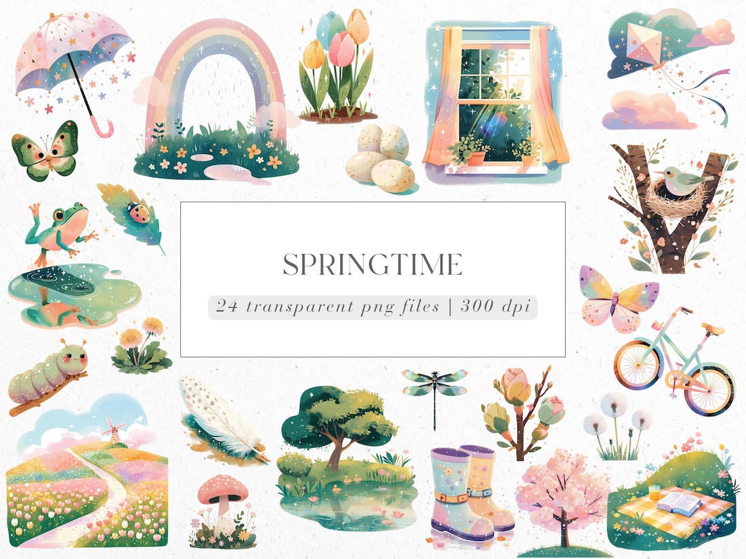 Springtime Clipart, Spring Clipart, Digital File - Etsy