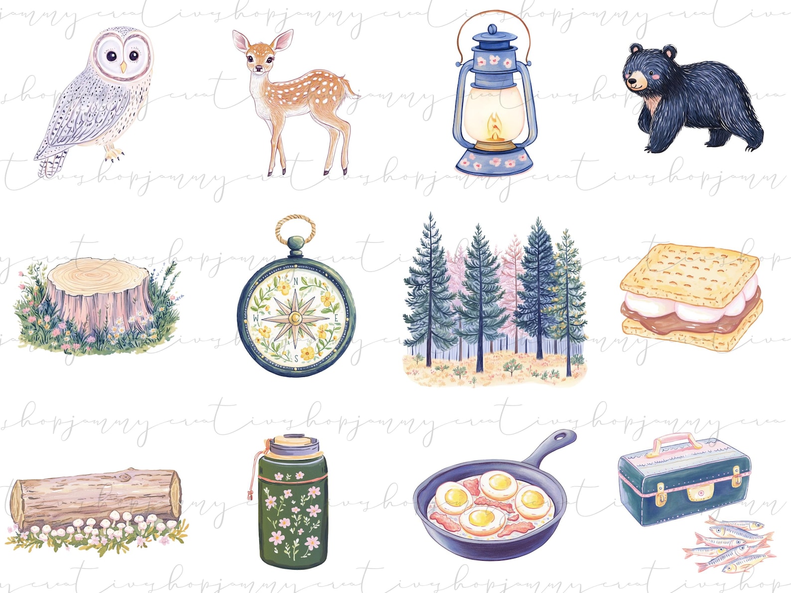 Camping Clipart Set: Forest Adventure PNG Images (digital Download) - Etsy