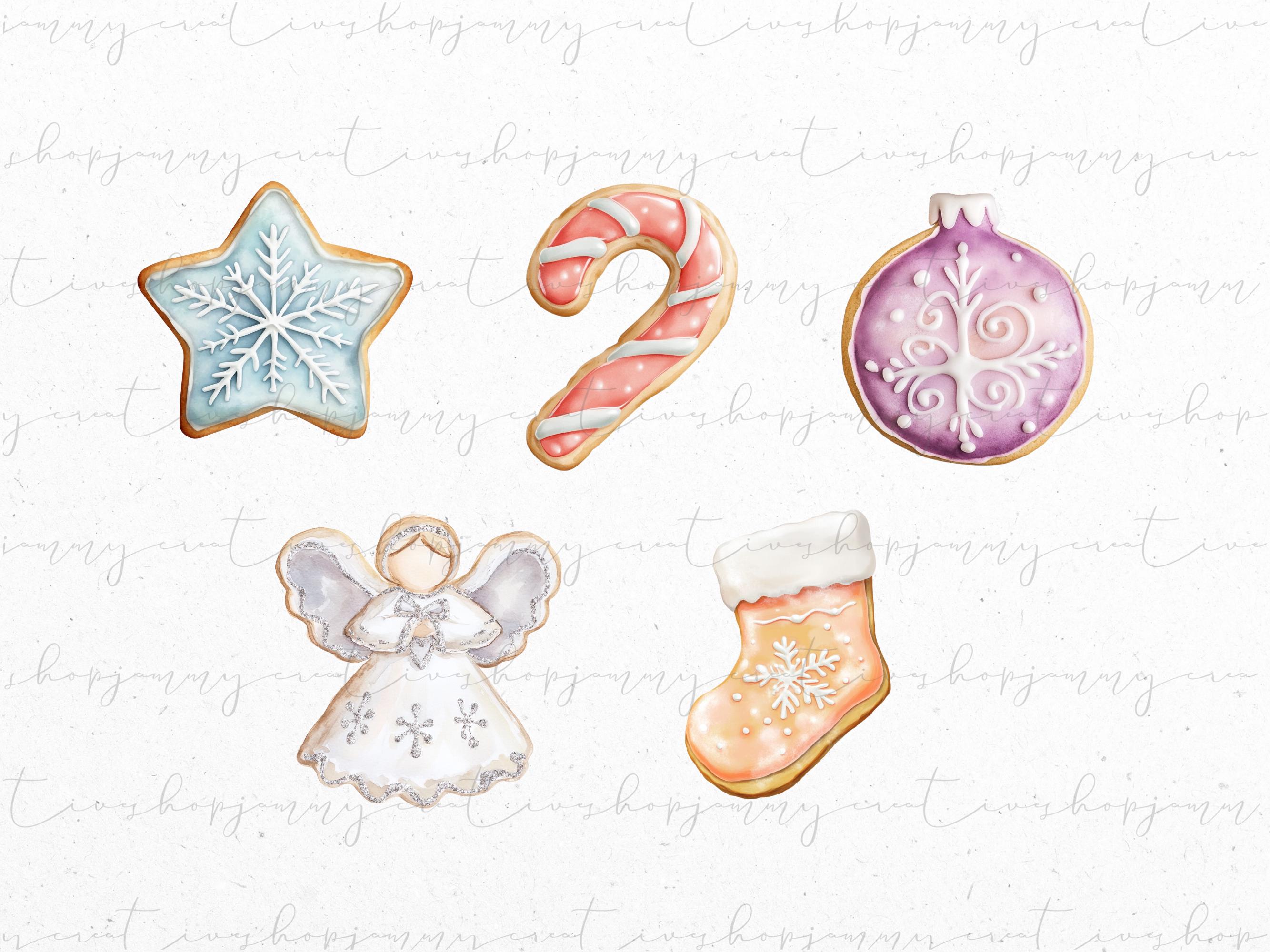 Christmas Clipart, Holiday Clipart, Watercolor Clipart, Sugar Cookie ...